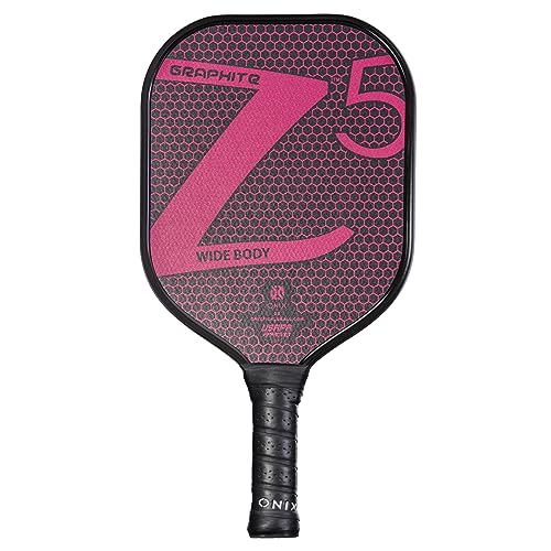 ONIX Graphite Z5 Pickleball Paddle (Graphite Carbon Fiber Face with Rough Texture Surface, Cushion Comfort Grip and Nomex Honeycomb Core for Touch, Control, and Power), Pink