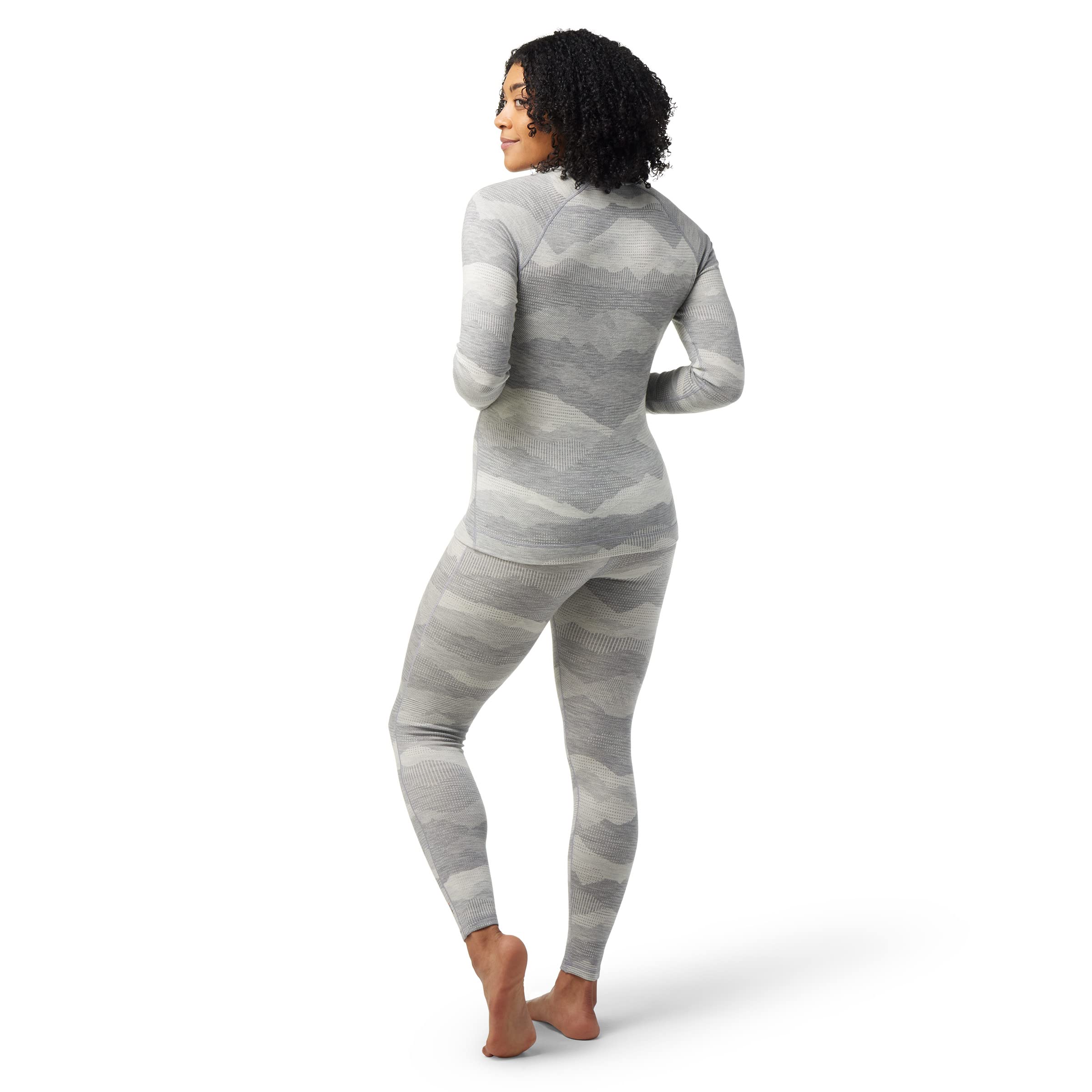 Smartwool Women's Classic Thermal Merino Wool Base Layer β Pattern Crew (Slim Fit), Light Gray Mountain Scape, Large