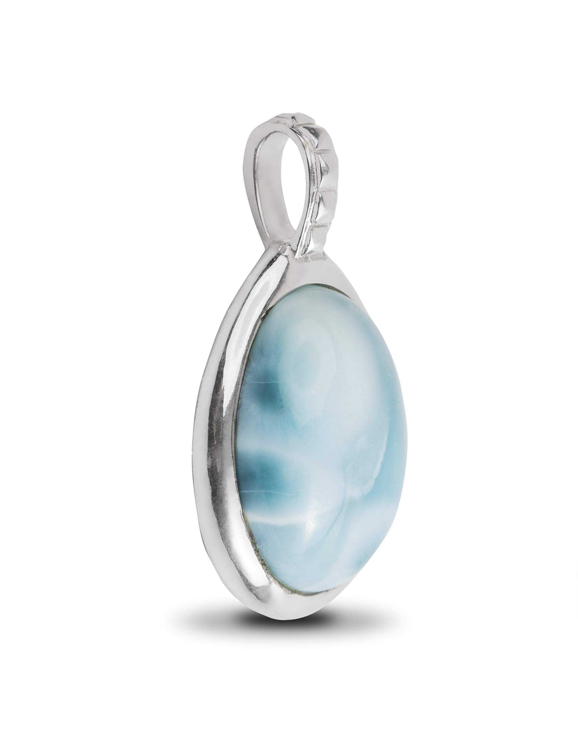 Rock's Rocks Sterling Silver Natural Larimar Pendant with 25x18mm Oval Stone