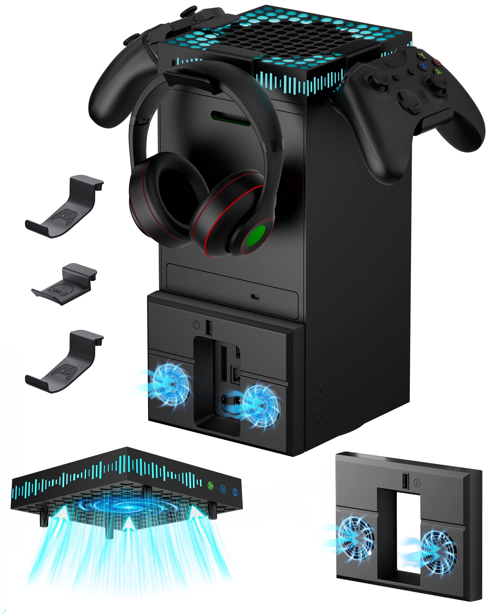 Top & Vertical Cooling Fan for Xbox Series X with RGB LED Light, Wiilkac Adjustable Speed Cooler Fan System, Low Noise, Cooling Fan with Independent Fan Touch Switch Upgraded Cooling Accessories for X