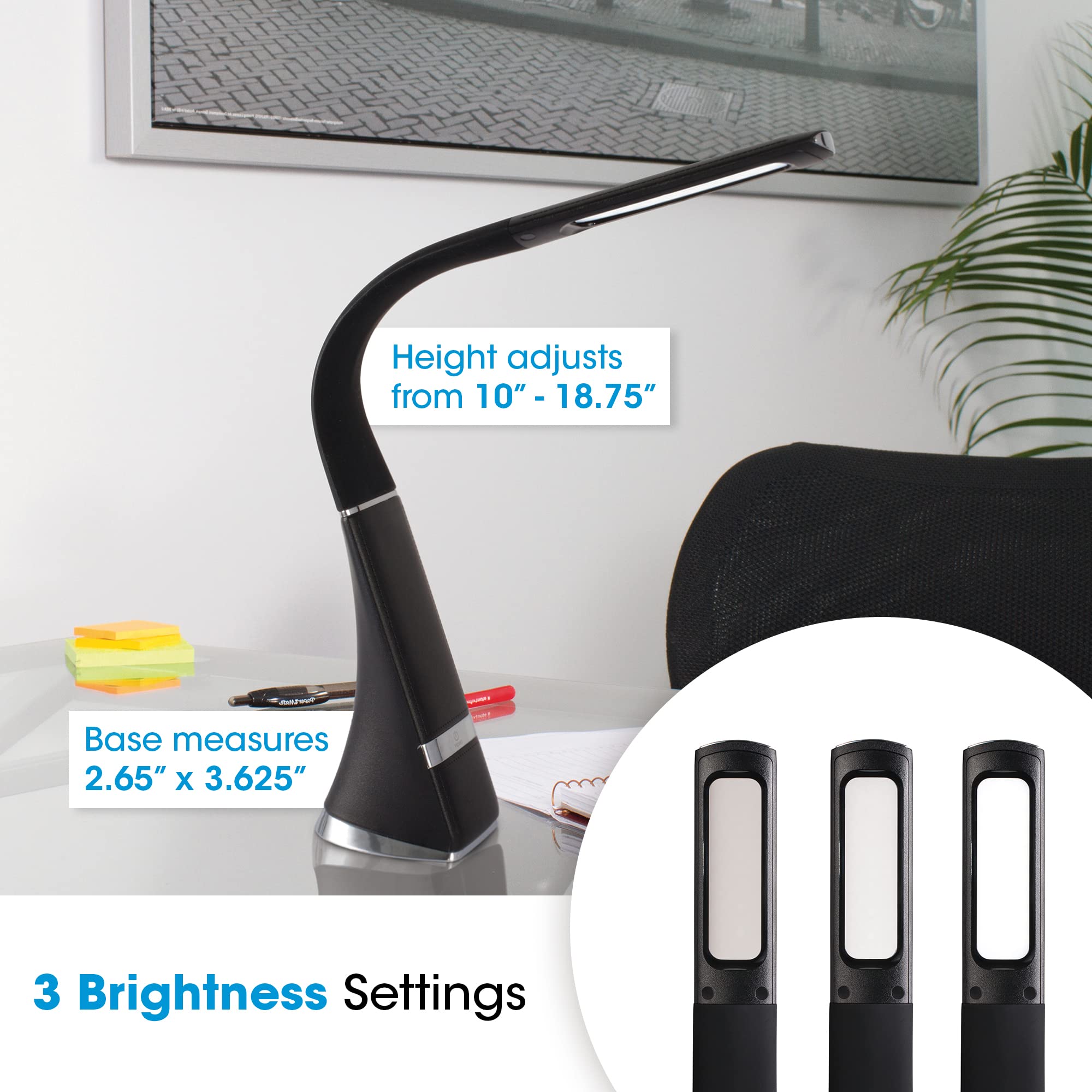 OttLite Recharge LED Desk Lamp with ClearSun LED Technology - Portable, Dimmable & Flexible Gooseneck - Travel-Friendly Task Lamp with Rechargeable Battery - for Home, Reading, Office & College Dorms