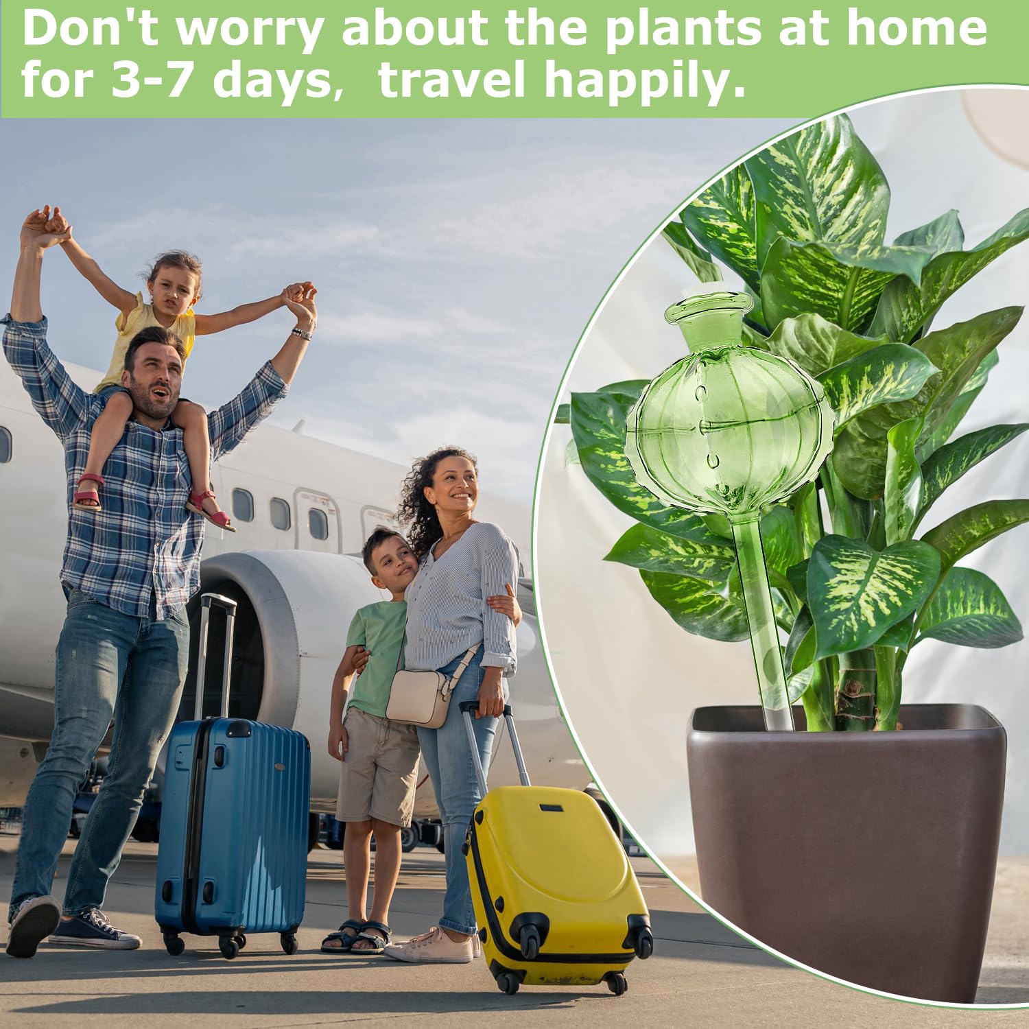 Sawowkuya 4 Pcs Plant Watering Globes, Cactus Self Watering Planter Insert,Glass Plant Watering Devices for Indoor and Outdoor Plants Accessories