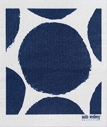 Trendy Tripper Swedish Dishcloths/Sponge Cloths: Packs of 3 Different Dark Blue Designs (3-Pk Dark Blue: Blomma/Blommor/Bubble)
