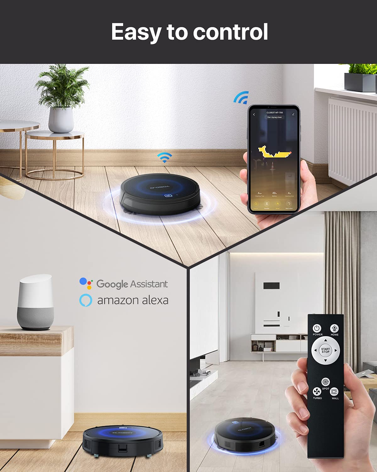 Robot Vacuum Cleaner - CLOBOT Auto Robotic Vacuum X10 Slim, 2000Pa Suctions, Ultra Thin, 120min Runtime, Self-Charging, Quiet, Compatible with Alexa/Google/App, for Pet Hairs, Hard Floors, Carpets