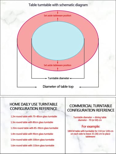 Tempered Glass Lazy Susan Turntable Dining Table Transparent Round Turntable Tabletop Rotating Serving Tray with Swivel Assist System Round, Silent/Smooth/Not Easy to Dump (19.7in/50cm)