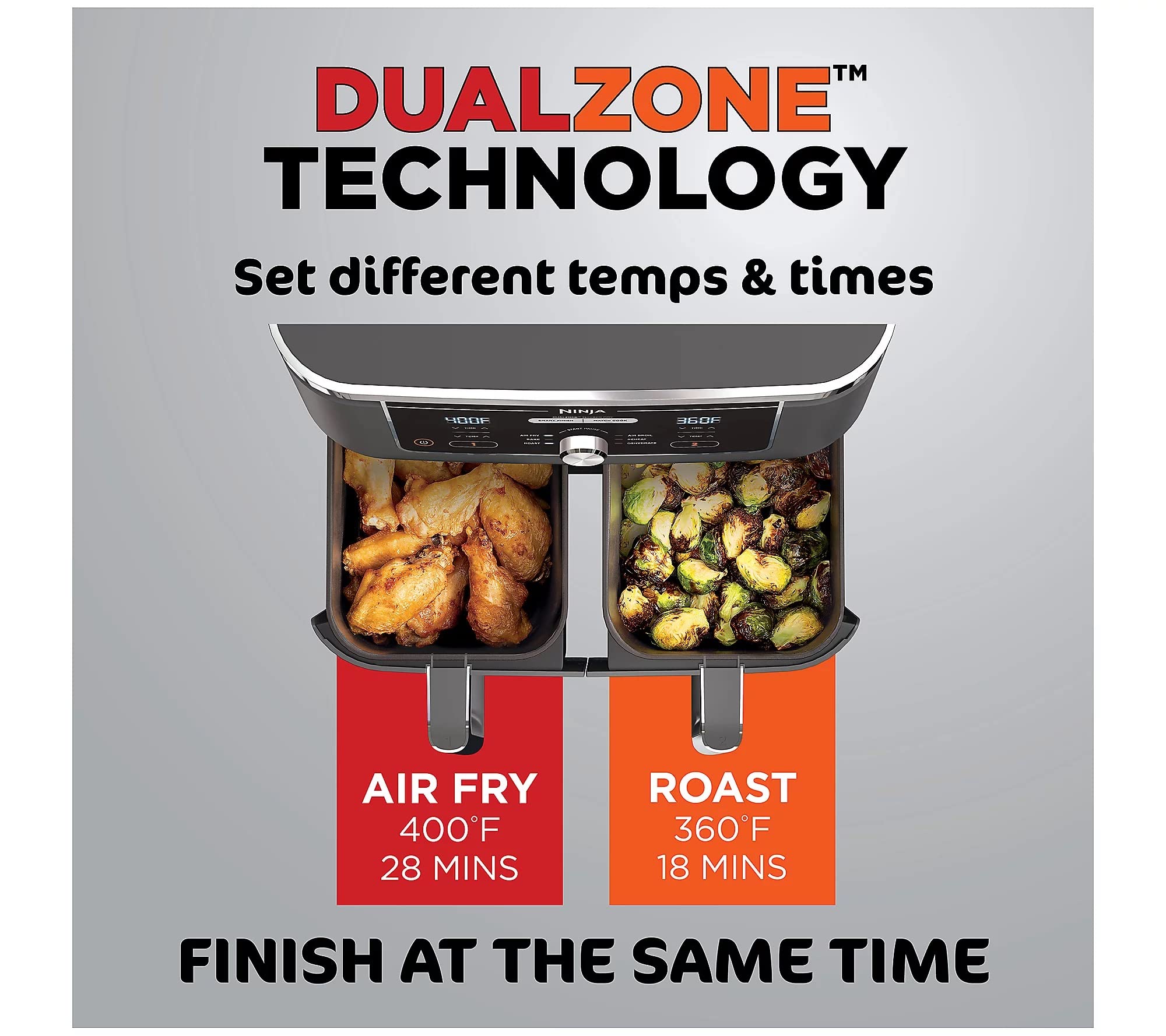 Ninja DZ401 Foodi 6-in-1 10-qt. XL 2-Basket Air Fryer with DualZone Technology, Cinnamon (Renewed)