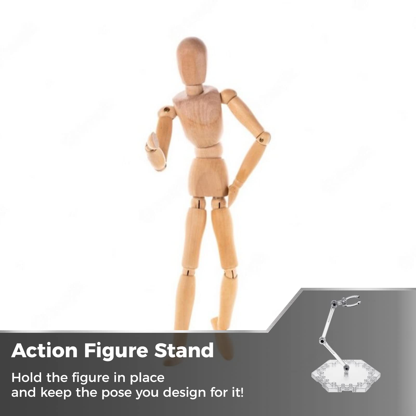 yeesport 10PCS Action Figure Stand, Plastic Display Holder For Action Figures,Base Doll Model Support Stands, Mini Dolls/Collection/Statue Toy Clear Stands with Screwdriver