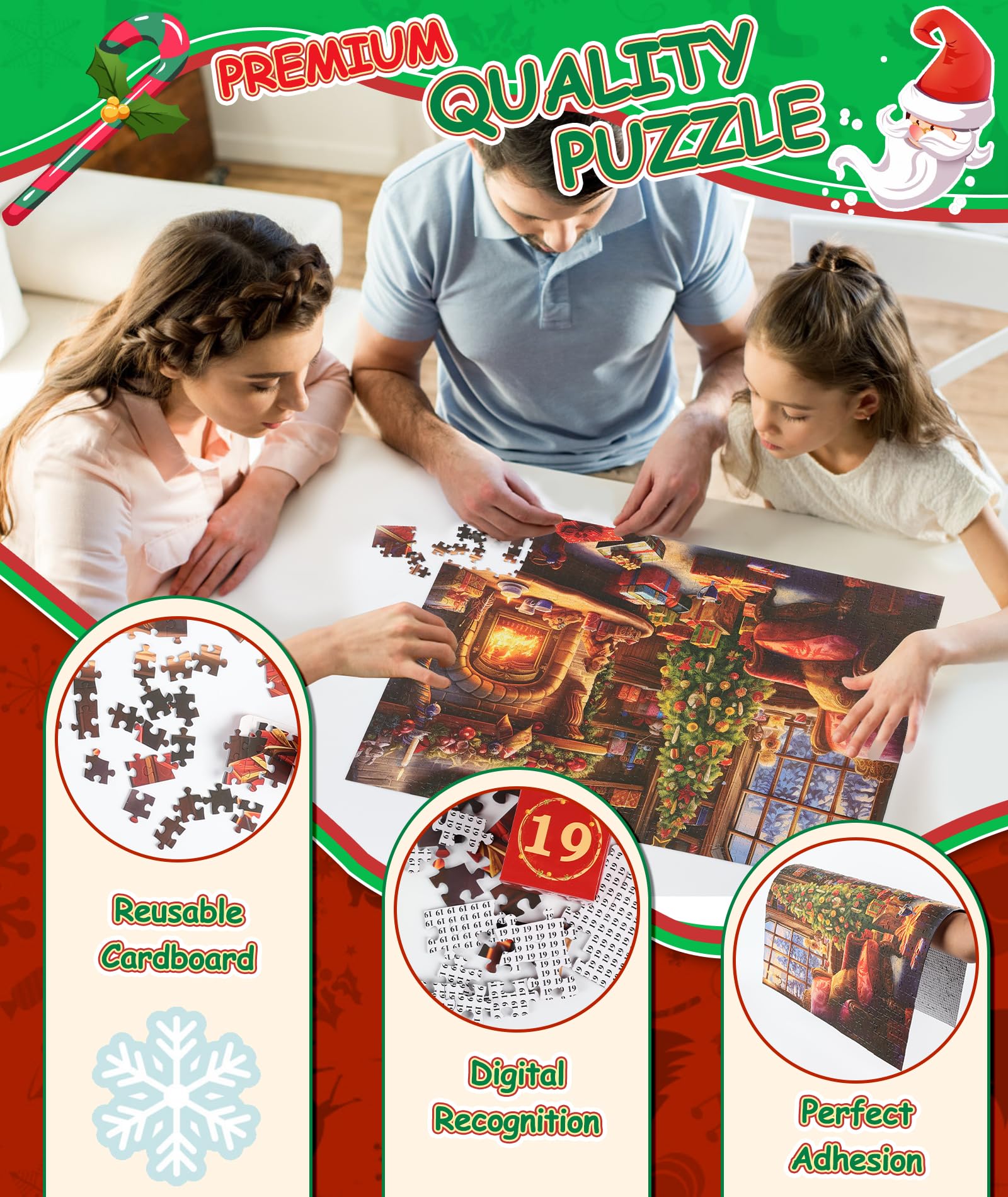 Protado Advent Calendar 2023 Christmas Jigsaw Puzzle, 24 Days Surprise Christmas Countdown Calendars for 6+ Kids and Adults, 1000 Pieces Puzzle Great Stocking Stuffer Xmas Presents Home Decor 27.5*19.7in