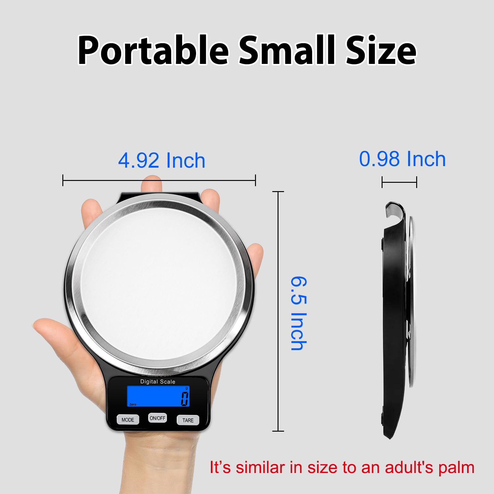 NEXT-SHINE Kitchen Food Scale with Bowl, 5kg 11lb USB Rechargeable Small Size Digital Grams and Ounces 0.1g Precise Graduation and LCD Back-lit Display for Cooking Dieting Baking Weight Loss