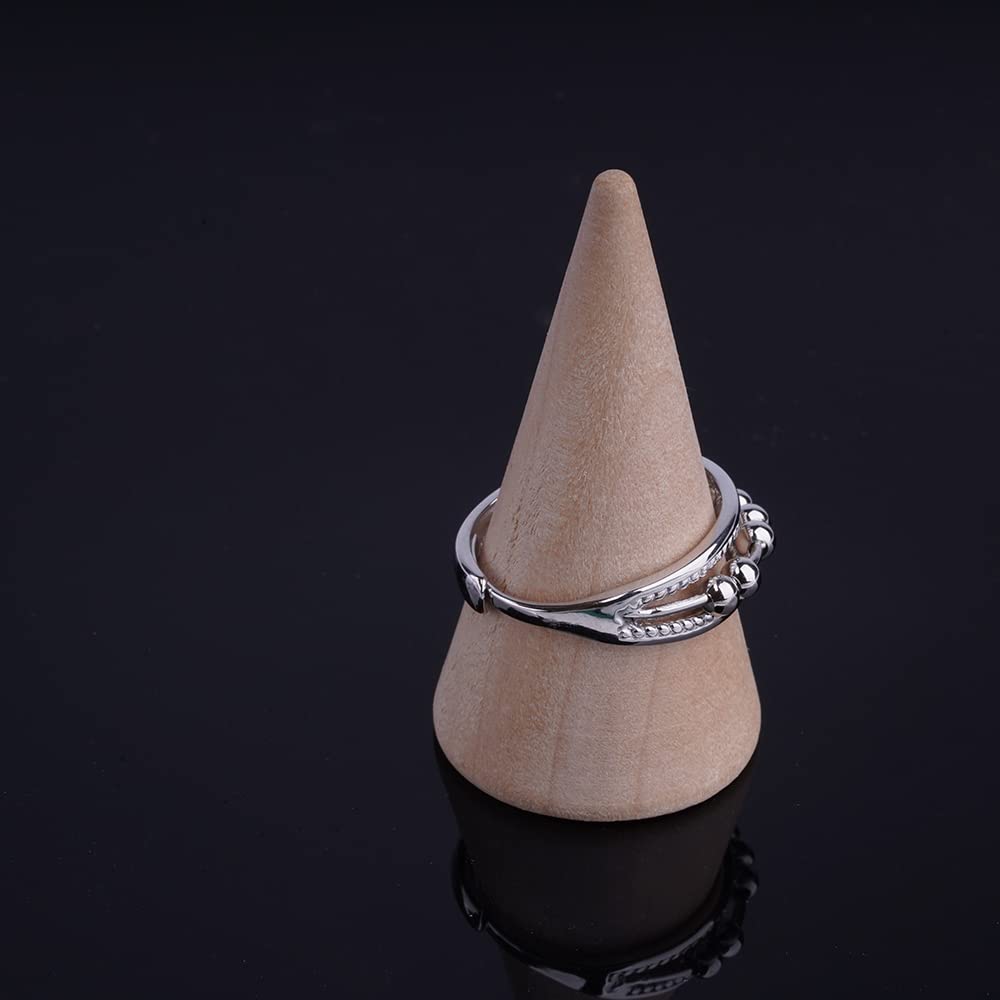 TIKCAUZ 925 Sterling Silver Fidget Ring for Anxiety for Women Stacking Spinning Ring Adjustble Fidgit Spinner Rings for Anxiety for Women Men