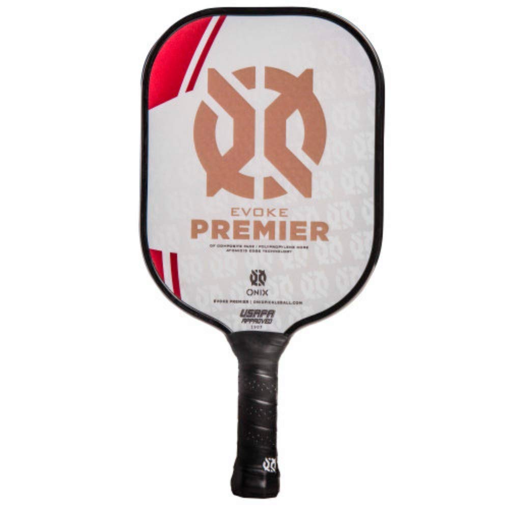 Onix Evoke Premier Pickleball Paddle & 3-Pack Fuse G2 Pickleball Balls & Free Pickleball Tips - Pickleball Set for Beginner and Pro Level Players (Standard Weight 7.8oz - 8.2 oz, Red)