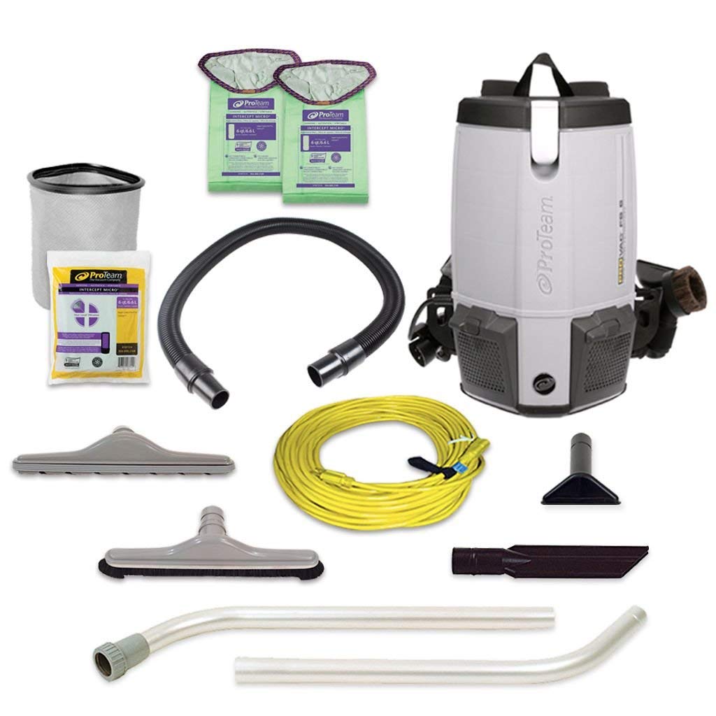 ProTeam Backpack Vacuums, ProVac FS 6 Commercial Backpack Vacuum with HEPA Media Filtration and Restaurant Tool Kit, 6 Quart, Corded (Renewed)