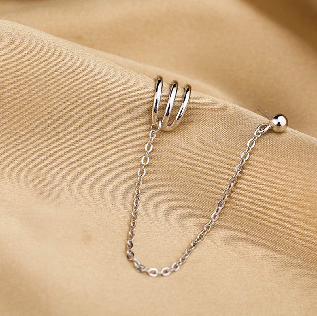 SLUYNZ 925 Sterling Silver Cuff Earrings Chain for Women Crawler Earrings Studs (A-Silver)