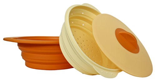 Zoie + Chloe 100% Silicone Family Size Steamer - Collapsible Design with Lid & Detachable Colander