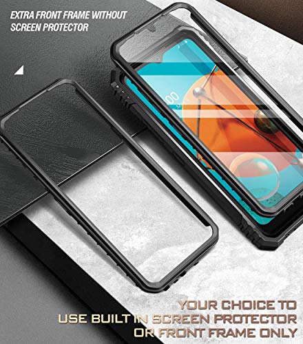Poetic Revolution Series for LG K51 Case, LG Reflect Case, LG Q51 Case, Full-Body Rugged Dual-Layer Shockproof Protective Cover with Kickstand and Built-in-Screen Protector, Black