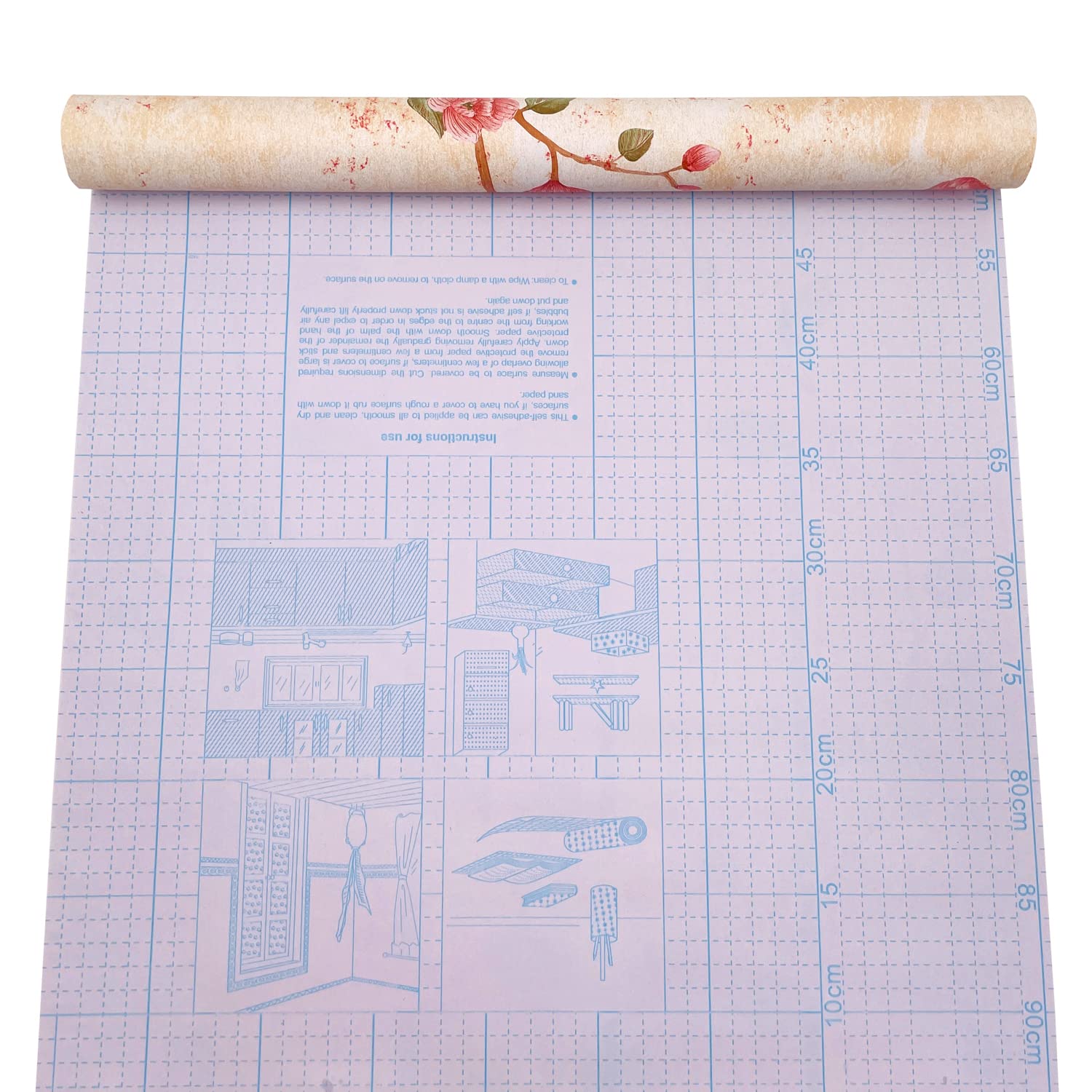 Yifasy Drawer Shelf Liner Rustic Floral Self-Adhesive Furniture Inner Lining Paper Sheet Removable Wallpaper Roll 118x18 Inch
