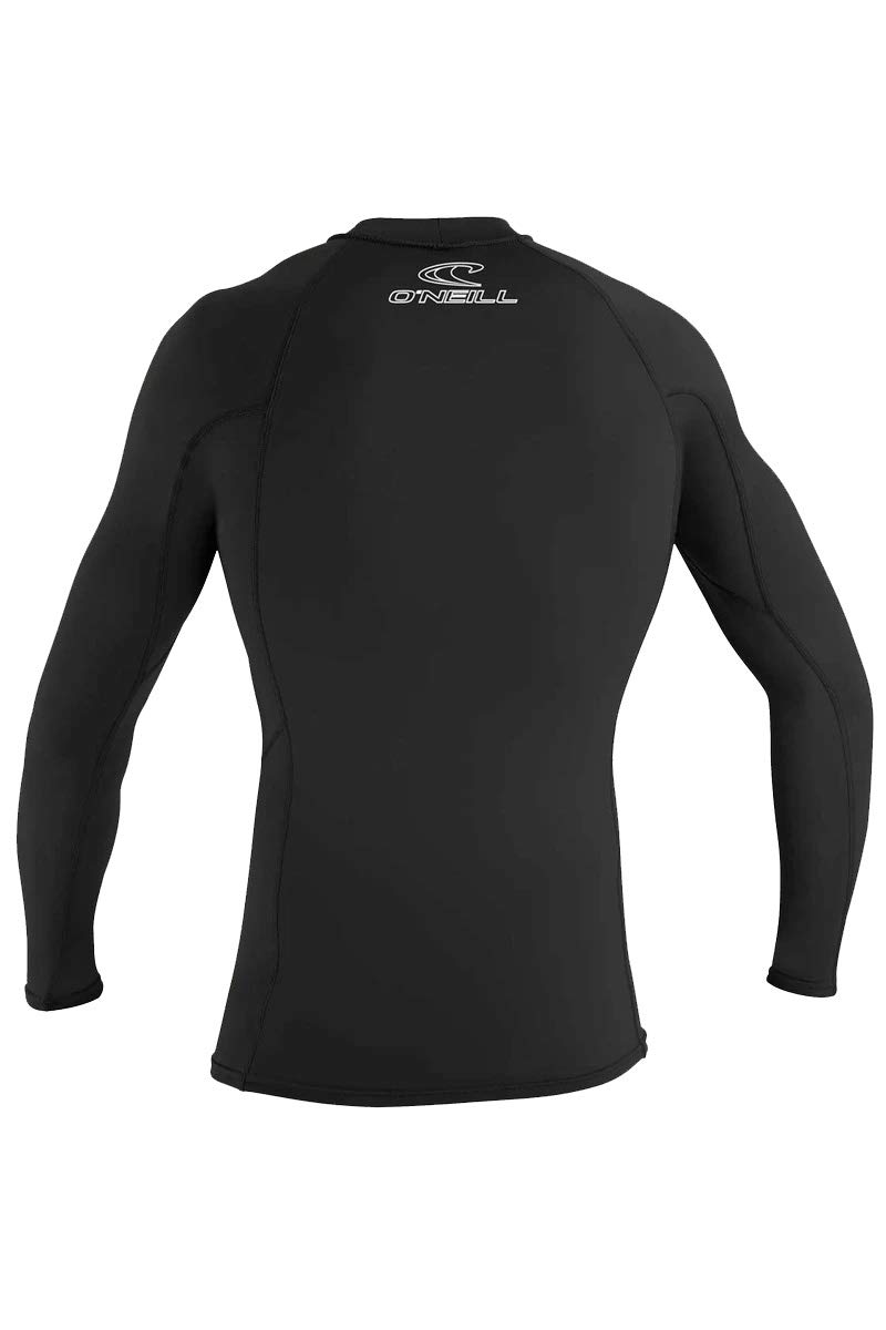 O'Neill Wetsuits Men's Basic Skins UPF 50+ Long Sleeve Rash Guard, Black, Large