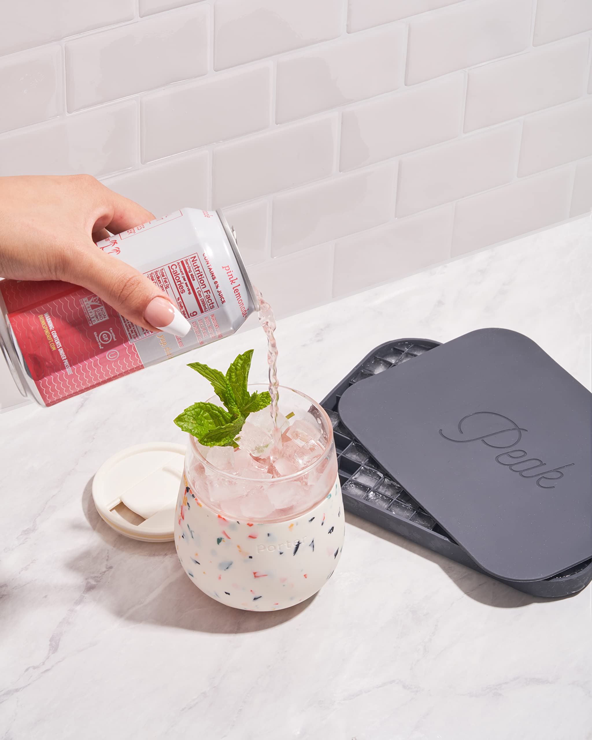 W&P Pebble Ice Tray, Makes 100+ Mini Ice Cubes, Dishwasher Safe, BPA Free, Easy Release Silicone Tray with Protective Lid for Mojitos, Mint Juleps and Iced Tea, 7x5x.5