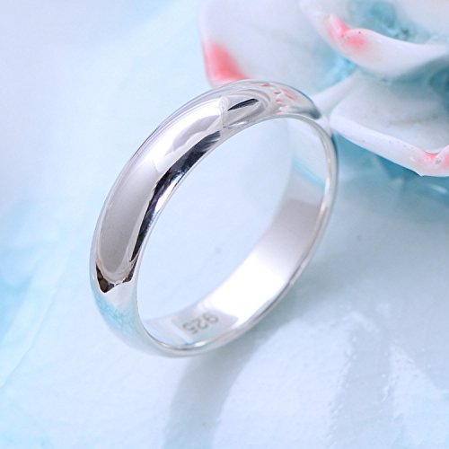 Plain Solid 925 Sterling Silver Wedding Band Ring for Men Women 4.5mm Size 8.5