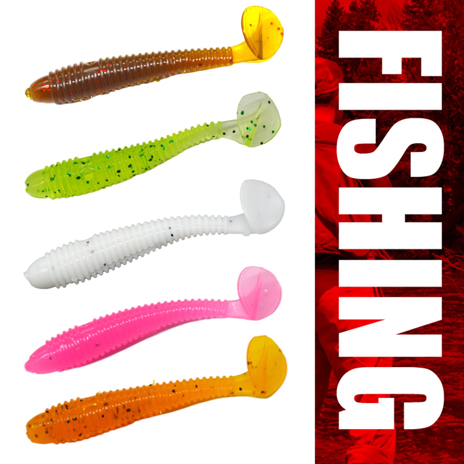 Tolure Bellow Paddle Tail Swimbaits Soft Plastic Bass Lure Baits Bellow Soft Lure Plastic Bait for Saltwater/Freshwater Fishing 3.2g/pc, 10pcs/Pack (Pink)