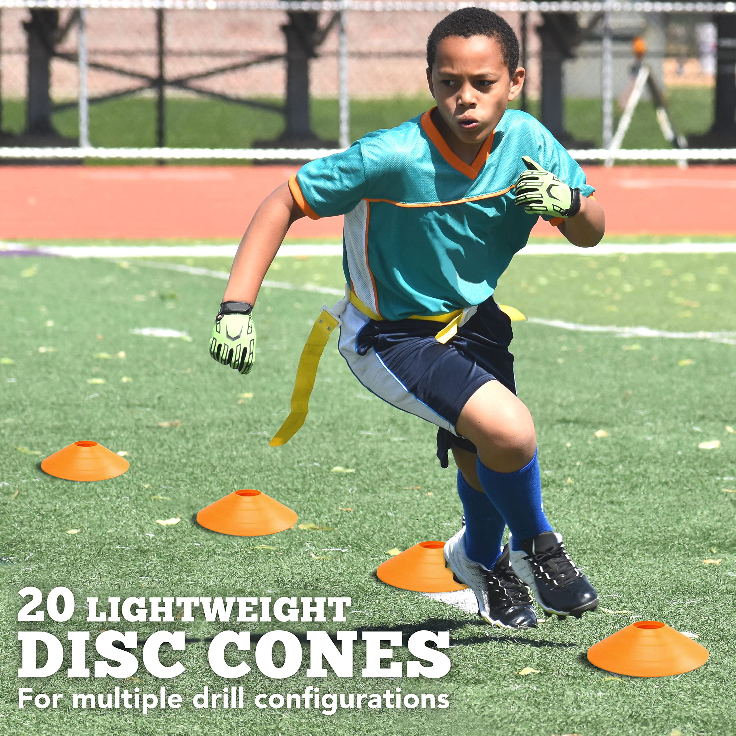 Speed & Agility Training Set (Orange)- Agility Ladder, Football Cones, Running Parachute, Jump Rope, Hurdles & Resistance Bands