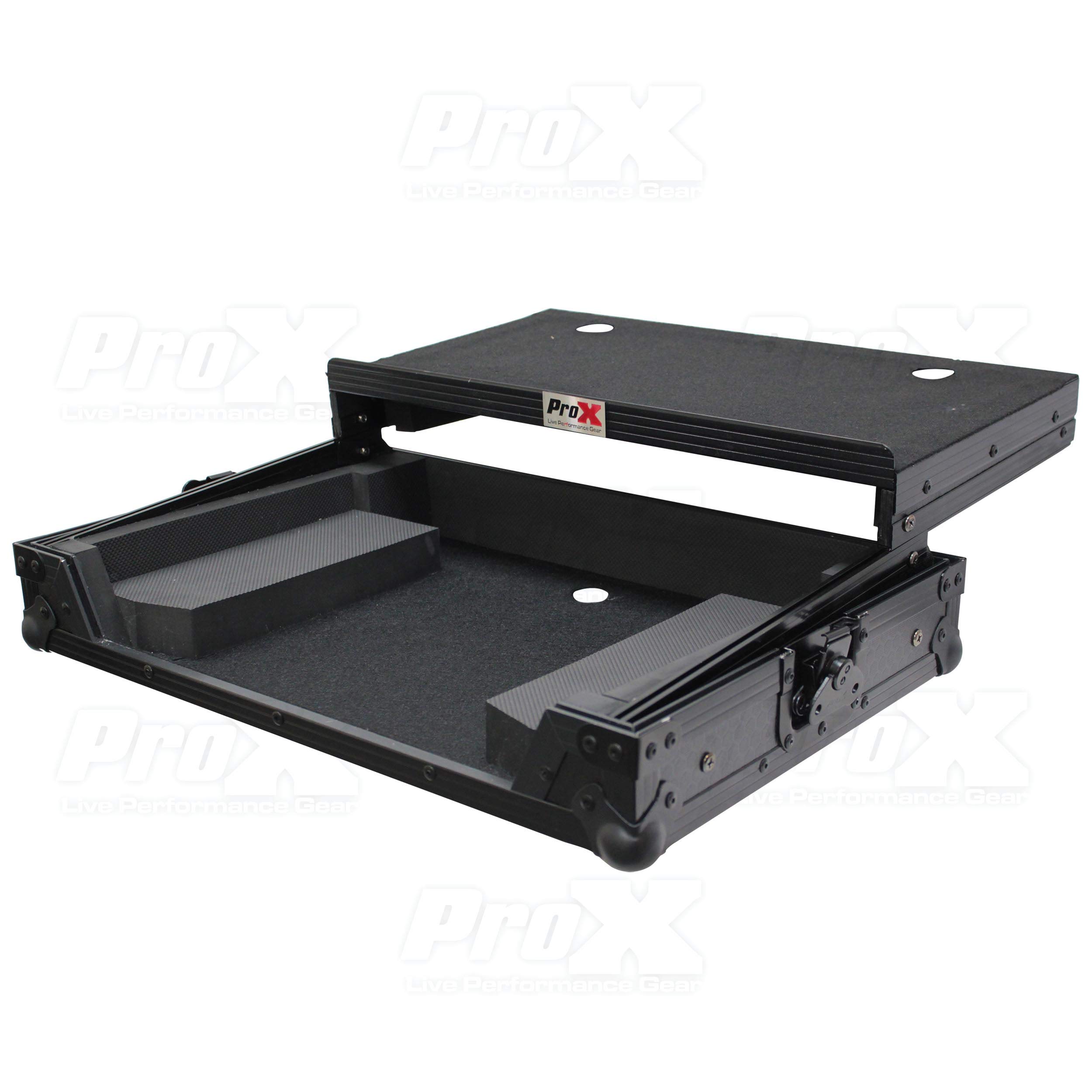 ProX Flight Case for Pioneer DDJ-SB3 & DDJ-400 Digital Controller With Sliding Laptop Shelf - Black on Black Design - X-DDJSB3 LTBL