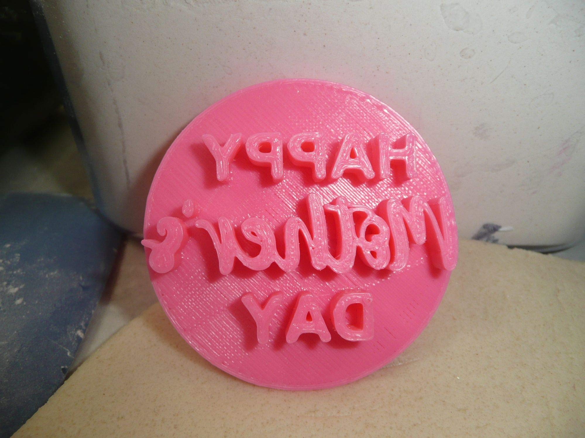 YNGLLC HAPPY MOTHERS DAY WORDS BLOCK SCRIPT FONT MOM MOMMY MAMA COOKIE STAMP EMBOSSER BAKING TOOL 3D PRINTED MADE IN USA PR4195, Pink