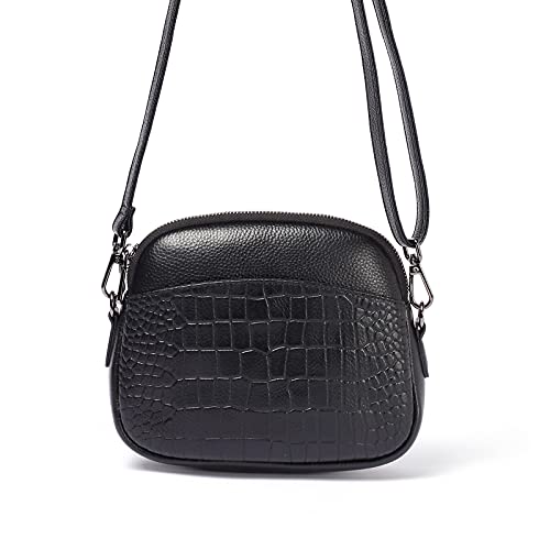 Small Classic Black Women'S Wallet Mini Backpack Anti-Theft Wallet Retro Shoulder Bags For Women Crocodile Pattern Handbag (black)
