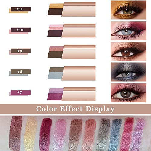 QQwow 10 Colors Eye Makeup,Double Colors Eyeshadow Stick Makeup,Thrive Cosmetics Eye Brightener,Eyeshadow Matte Pearlescent Eyeshadow Makeup Eyeshadow Pencil,5 Pack
