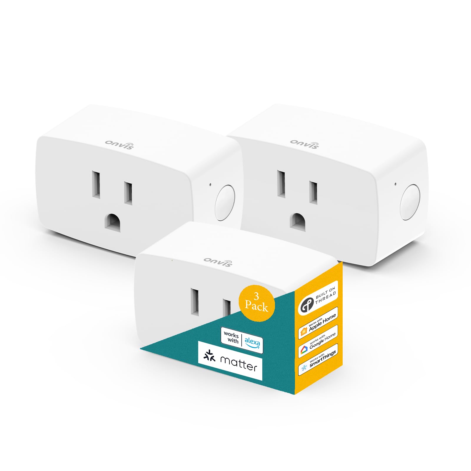 Onvis Smart Plug, Matter Over Thread, Compatible with Apple Home, Alexa & Google Home, ETL Certified, App and Voice Control, Grouping and Sharing,15A/1800W Max (4)