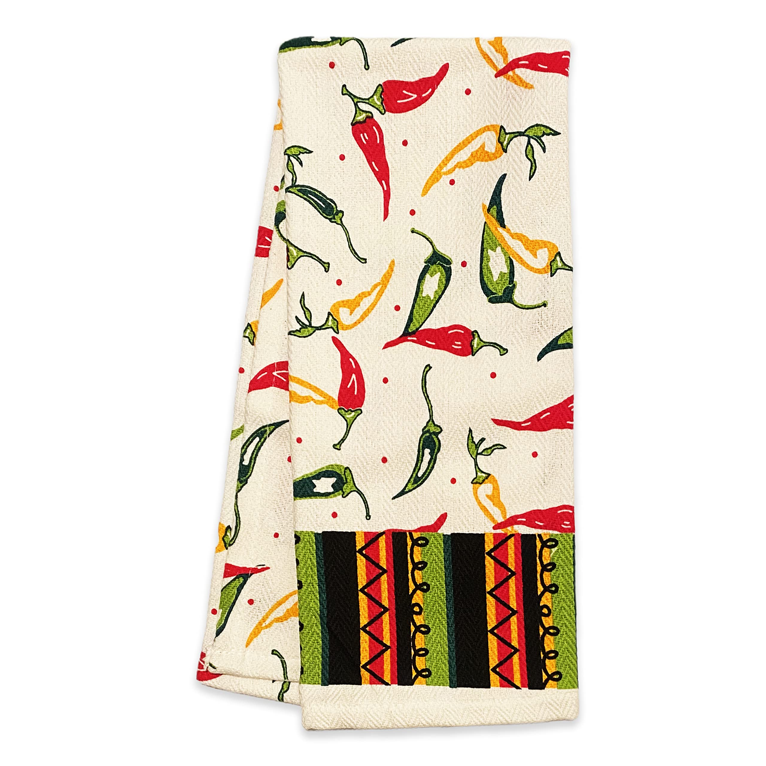 Sonoran Souvenirs Southwestern Chili Pepper Kitchen Hand Towel (16" x 28") Machine Washable Cloth Tea Towels for Kitchen Diner (Single Pack)