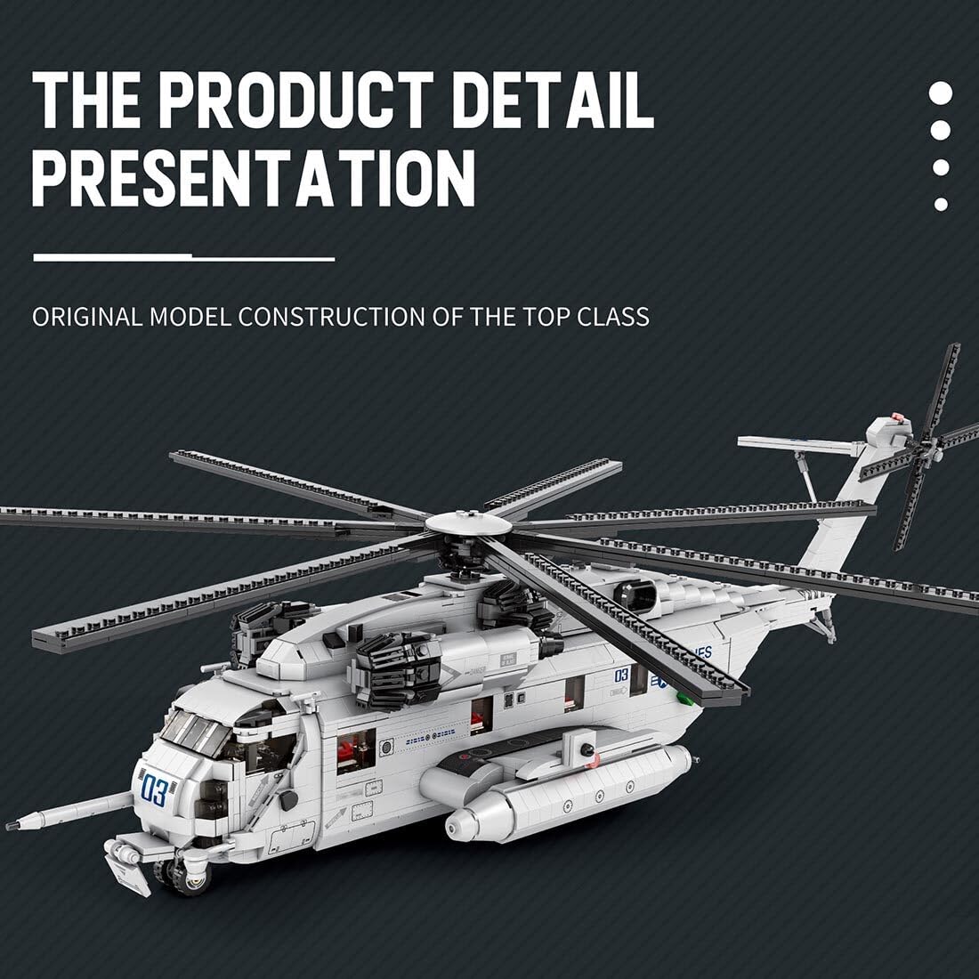 Mocsage Modern Military Helicopter Modular Building Blocks Set, 2192Pcs 1/35 for Sikorsky CH-53E Super Stallion Airplane Cosntruction Toys for MOC Lovers
