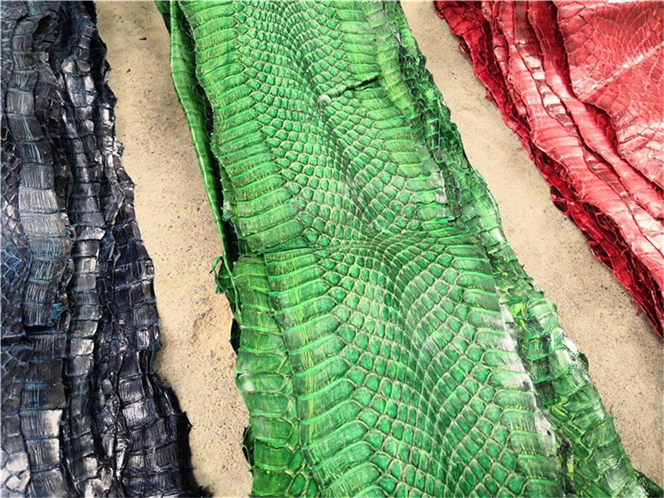 Snake Skin Snakeskin Pieces Assorted Colors Hide Leather Natural 47in (Green)