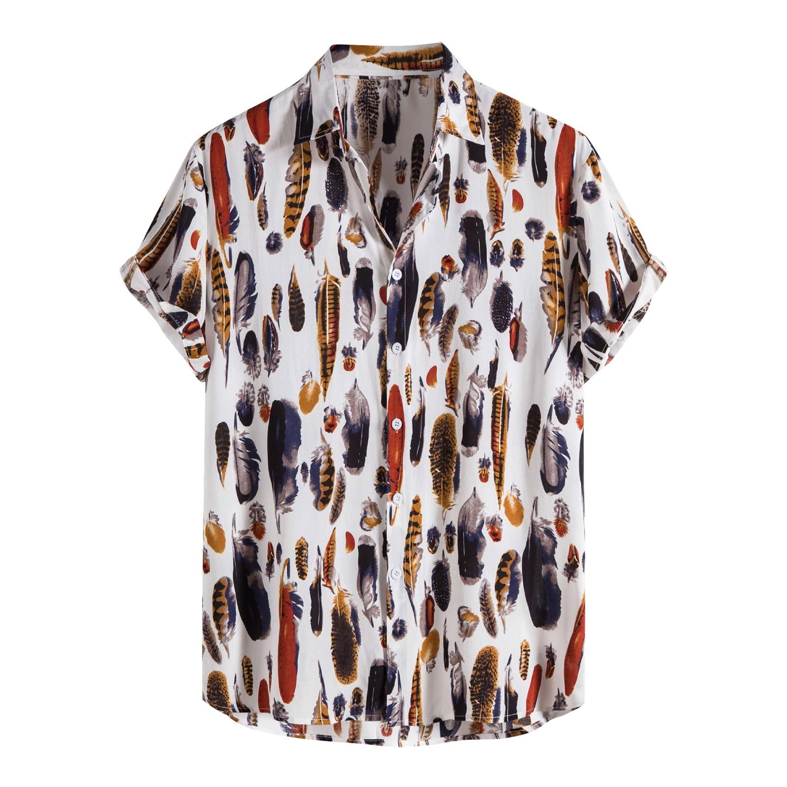 Wabtum Mens Shirts Short Sleeve, Hawaiian Loose Large Size Shirts for Men Lapel Printed Short Sleeve Shirts Beach Soft Tops dsf100