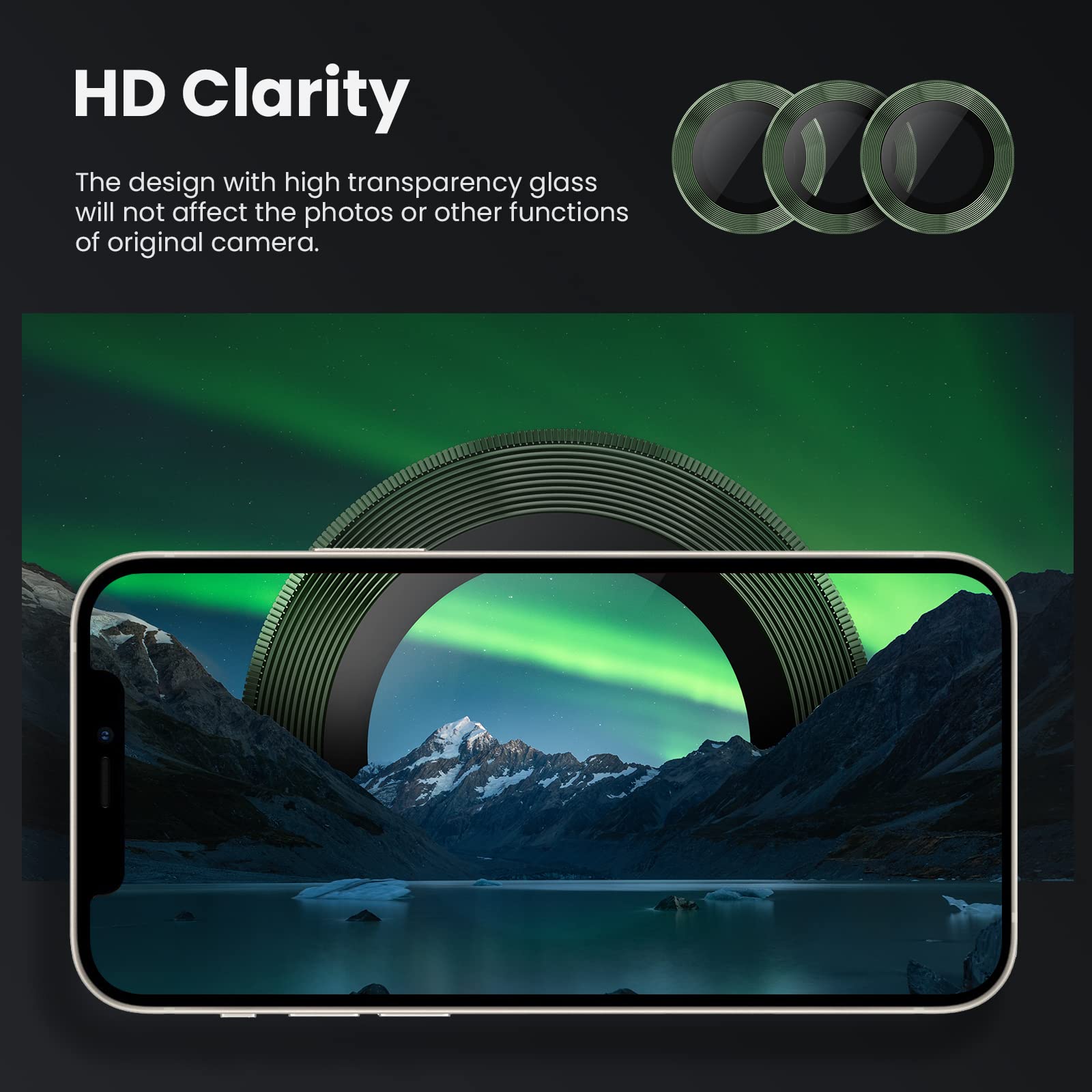 Tensea for iPhone 13 Pro - iPhone 13 Pro Max Camera Lens Protector, 9H Tempered Glass Camera Cover Screen Protector Metal Individual Ring for iPhone 13Pro 6.1 inch iPhone 13 ProMax 6.7 inch 2021