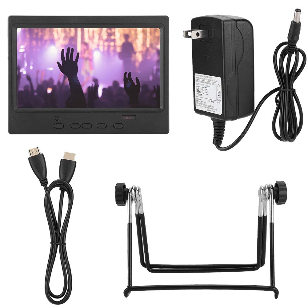 Serounder Portable 7 Inch Monitor 1024x600 Resolution 16:9 Full HD LCD Screen Display with Foldable Bracket Support/VGA/AV Input for, for PS4, Car Display,