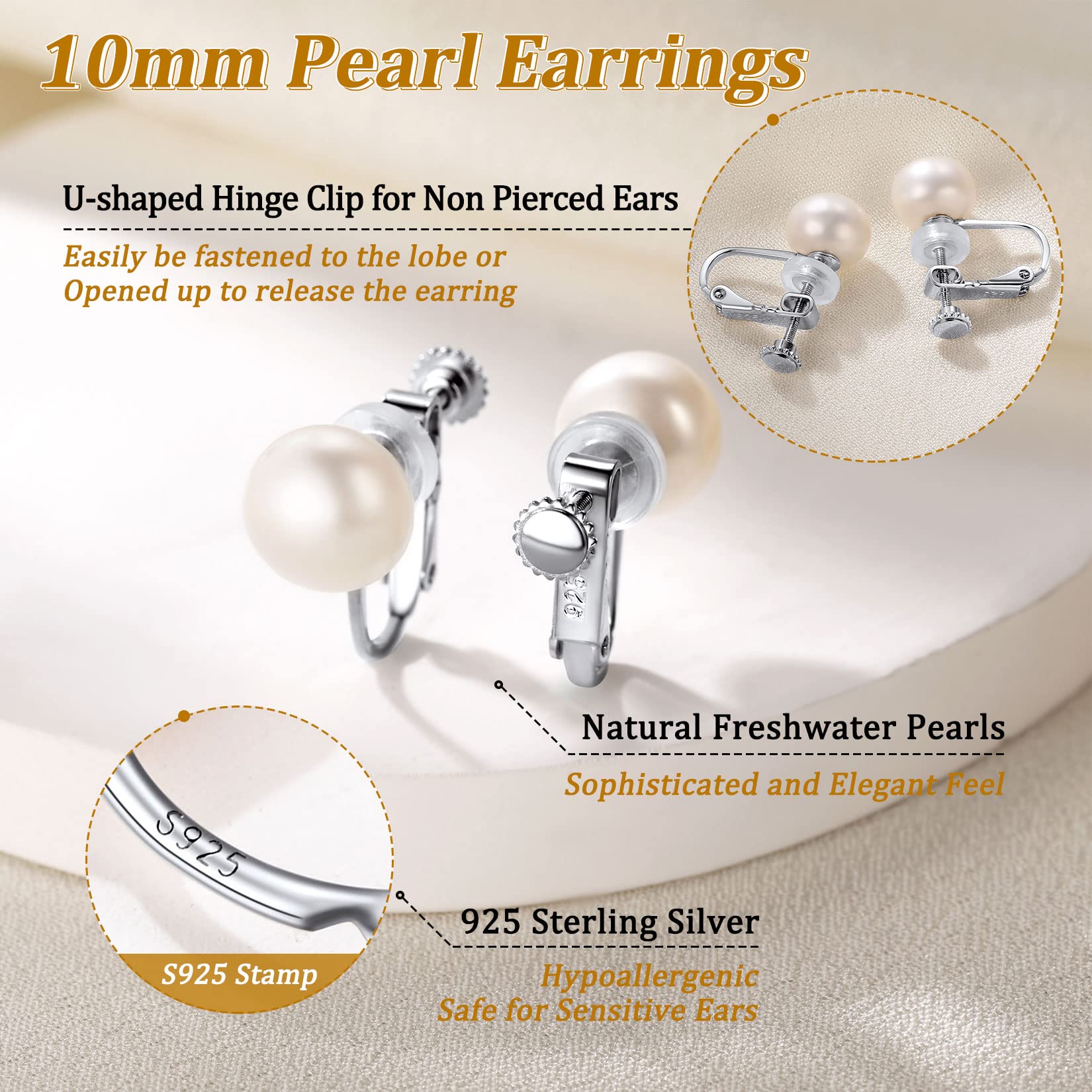 Suplight 925 Sterling Silver Pearl Stud Earrings 4mm Small Freshwater Pearl Earrings for Women