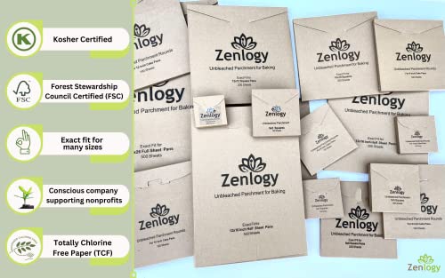 Zenlogy 9x13 Parchment Paper (100 sheets) - Unbleached, High Heat, Non-stick, Pre-cut Baking Paper for Quarter Sheet Pans - Great for Baking, Roasting, Wrapping, Dehydrator, and so much more