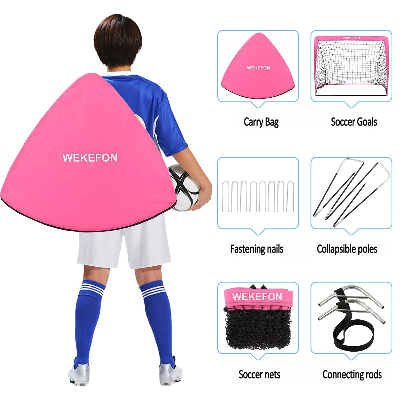 Soccer Goal for Backyard Set of 2 - Size 2.9'x2.4' Portable Pop Up Practice Mini Soccer Goals with Carry Case - Lightweight and Foldable - Ideal for Kids Age 1-8