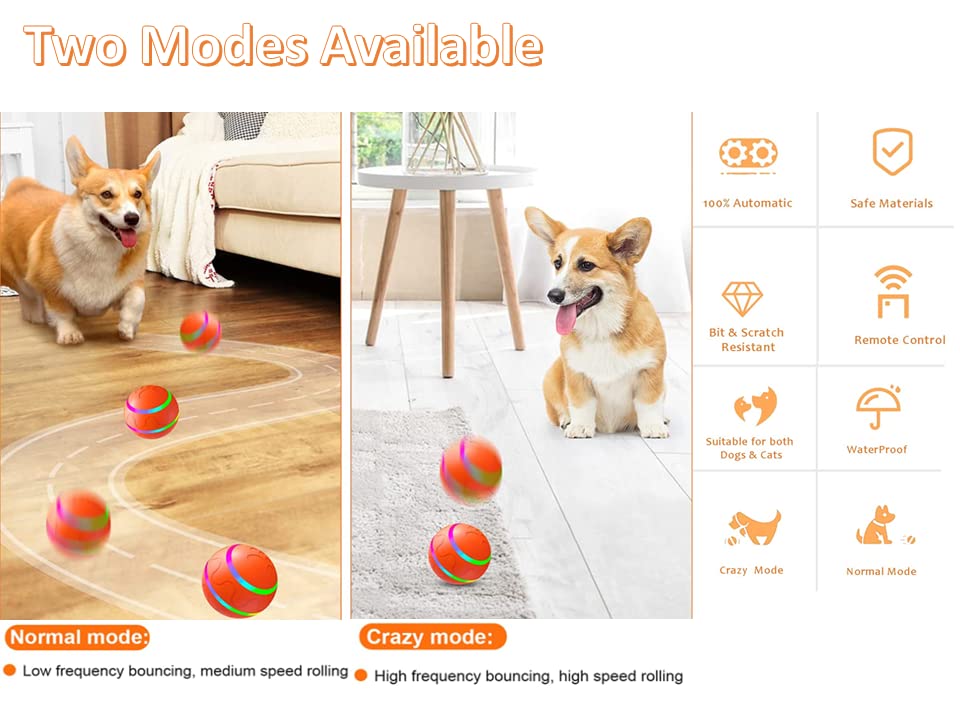 SCOLEA PawDepot Smart Interactive Dog Cat Toy Balls with Remote Control (Orange)