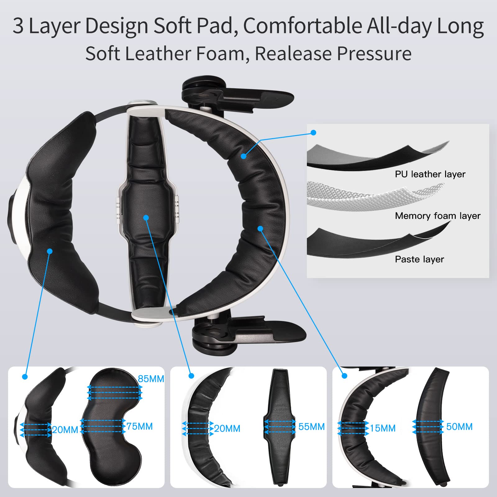 Tanedar Head Strap for Oculus/Meta Quest 2 Accessories, Elite Strap with Battery Holder, Unique Helmet Design with 3 Soft Cushion, All-Day Comfort in VR, Adjustable Head Strap for Children/Adults