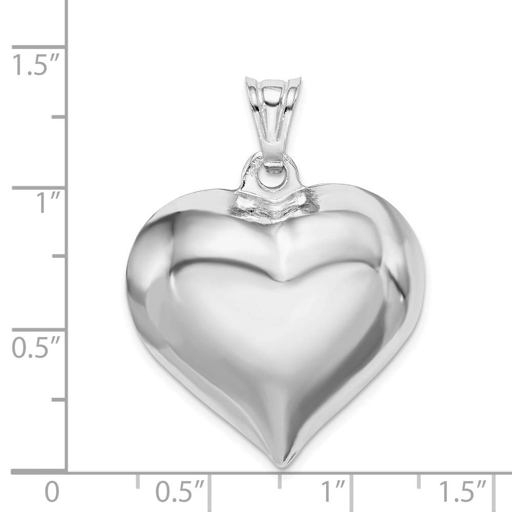 Sonia Jewels 925 Sterling Silver Puffed Heart Pendant Charm - 29mm x 28mm