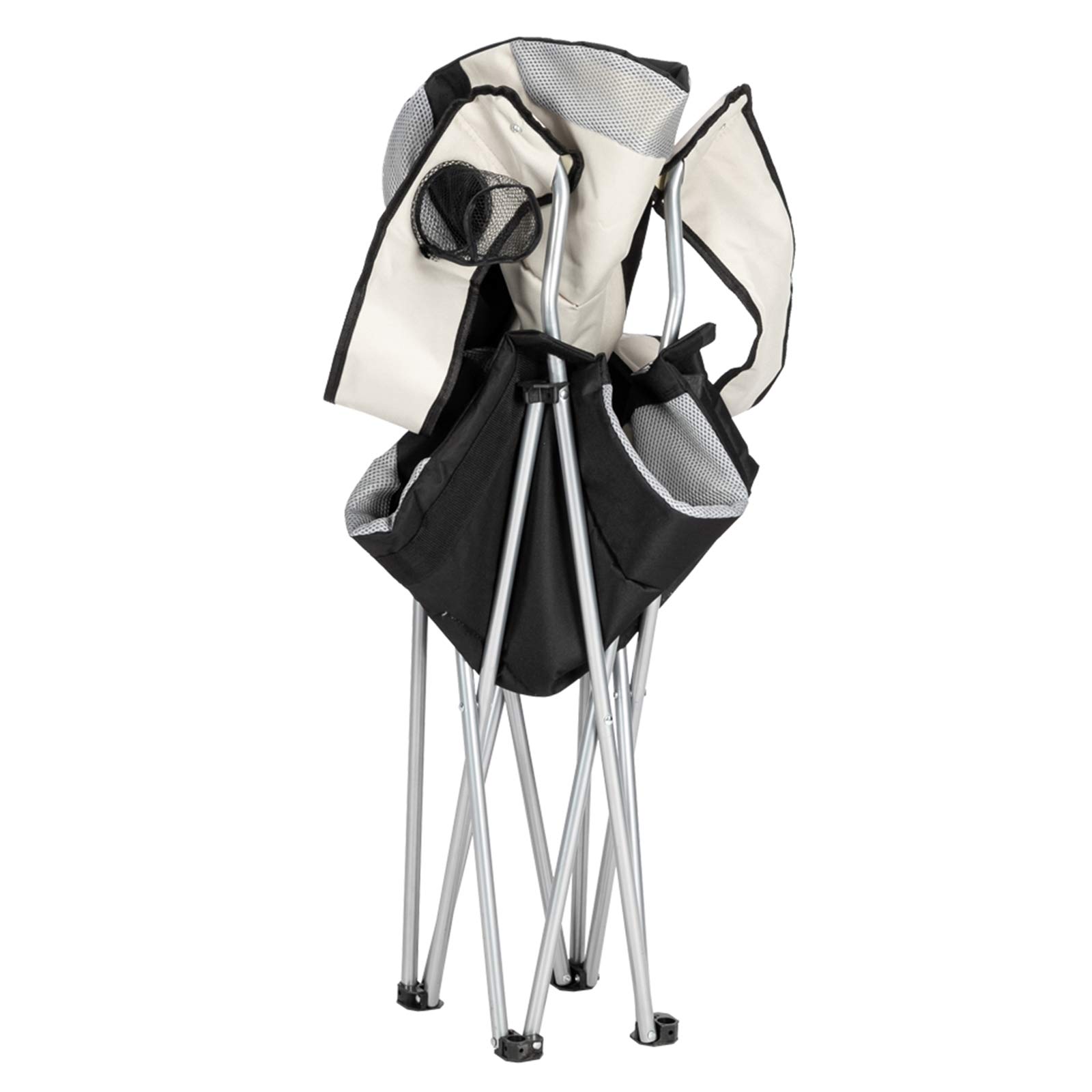 Vasitelan Outdoor Camping Chair with Back Support, Padded Lawn Chairs Folding Arm Chair with Bag, Cup Holder