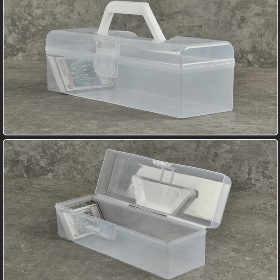 YUZUHOME Clear Yugioh Card Box, Yugioh Cards Case,Storage Boxes With Handle for Yugioh Cards, White 1Pack