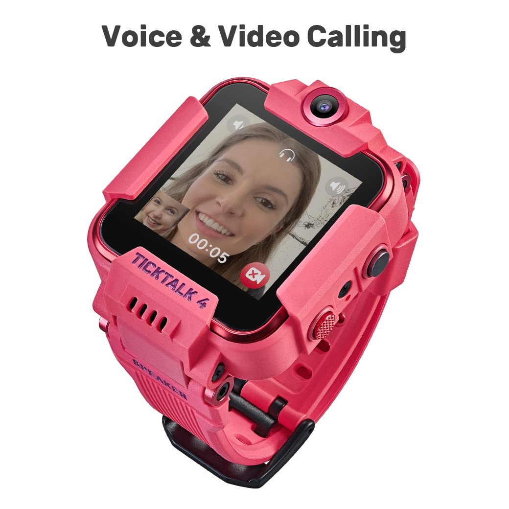 TickTalk 4 Unlocked 4G LTE Kids Smart Watch Phone with GPS Tracker, Combines Video, Voice and Wi-Fi Calling, Messaging, 2X Cameras & Free Streaming Music