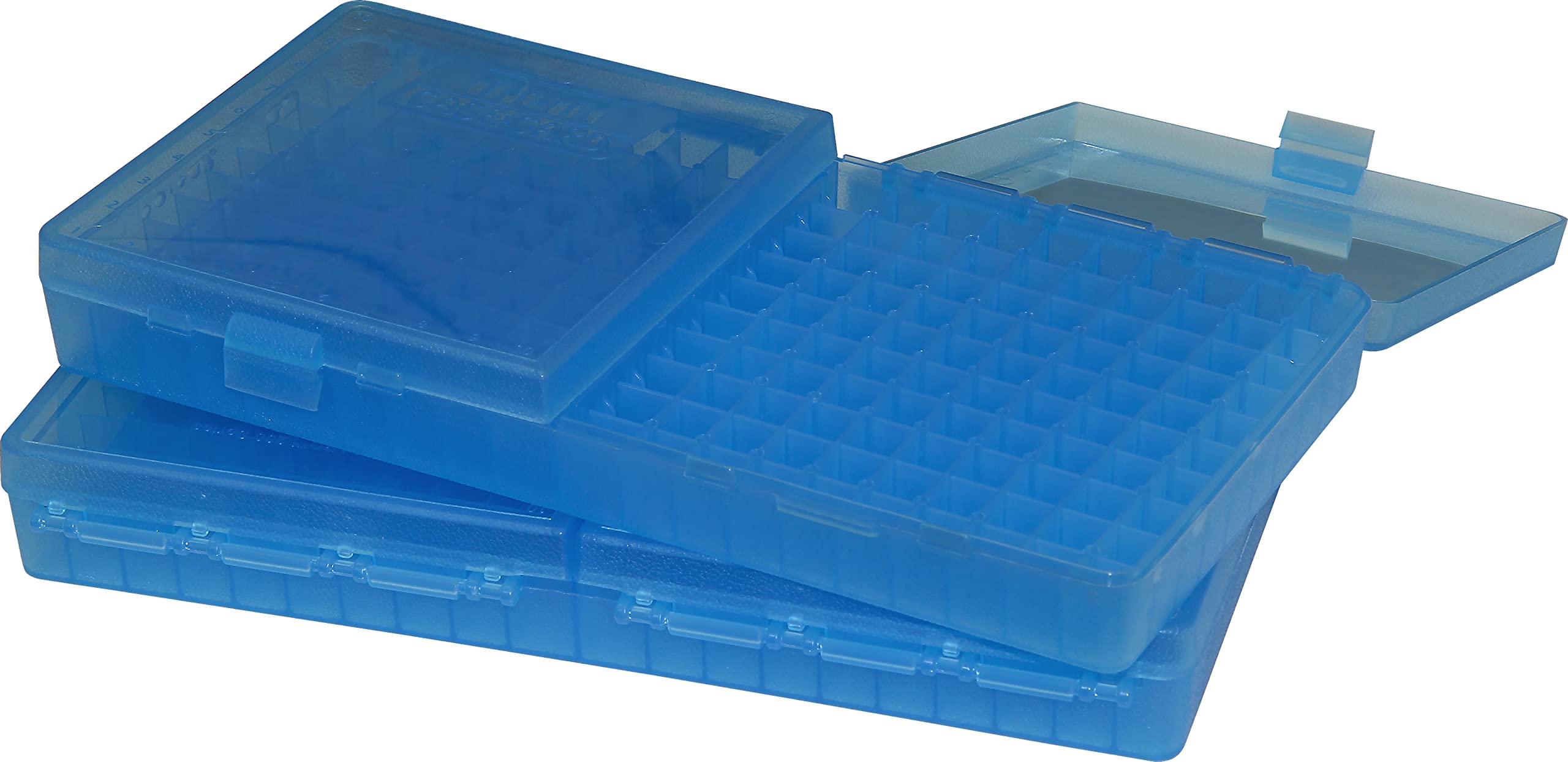 MTM Case-Gard P-200 Series Flip Top Handgun Ammo Box .45 ACP/.40 S&W and Similar Rounds Holds 200 Rounds Clear Blue