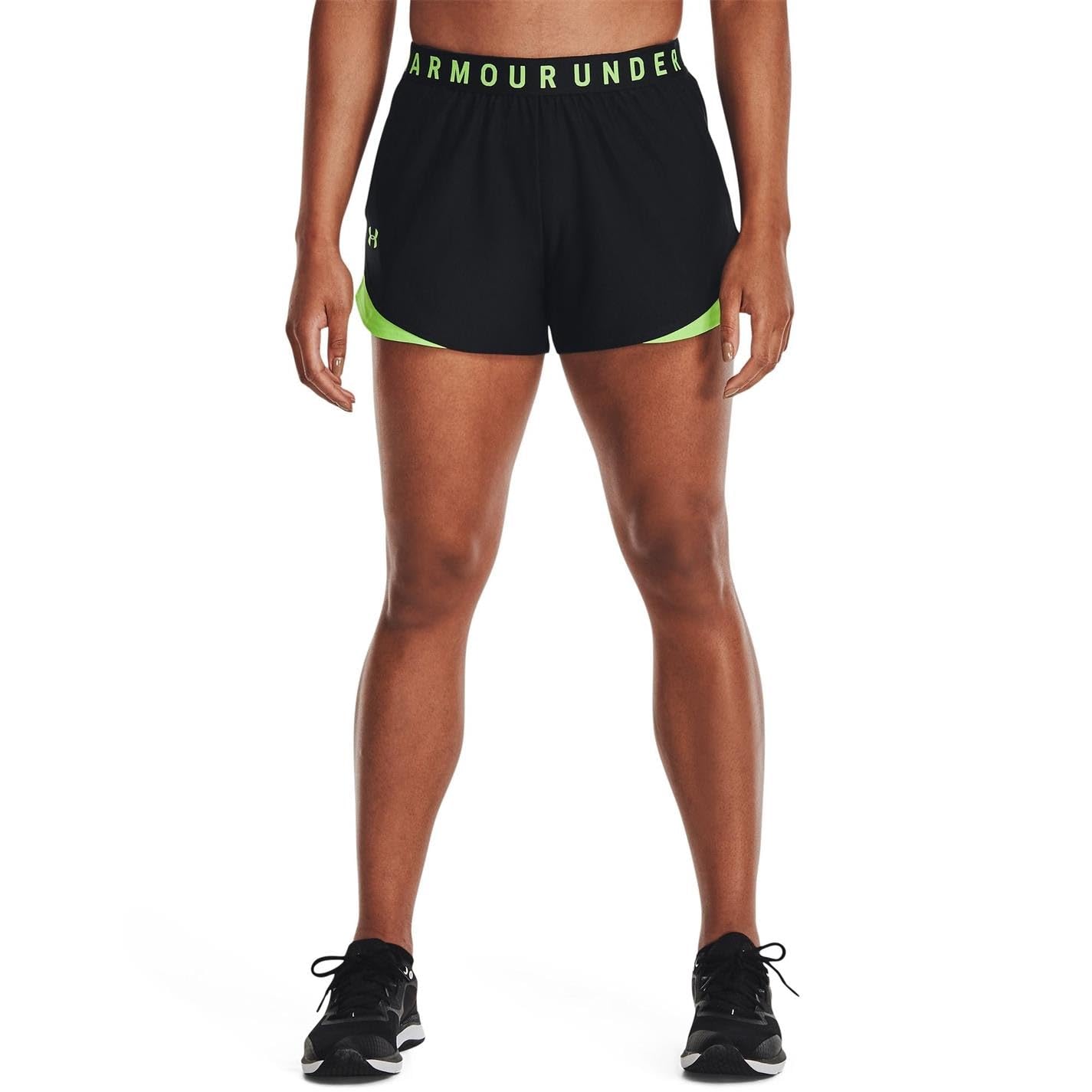 Under Armour Women's Play Up 3.0 Shorts, Black (041)/Green, X-Small