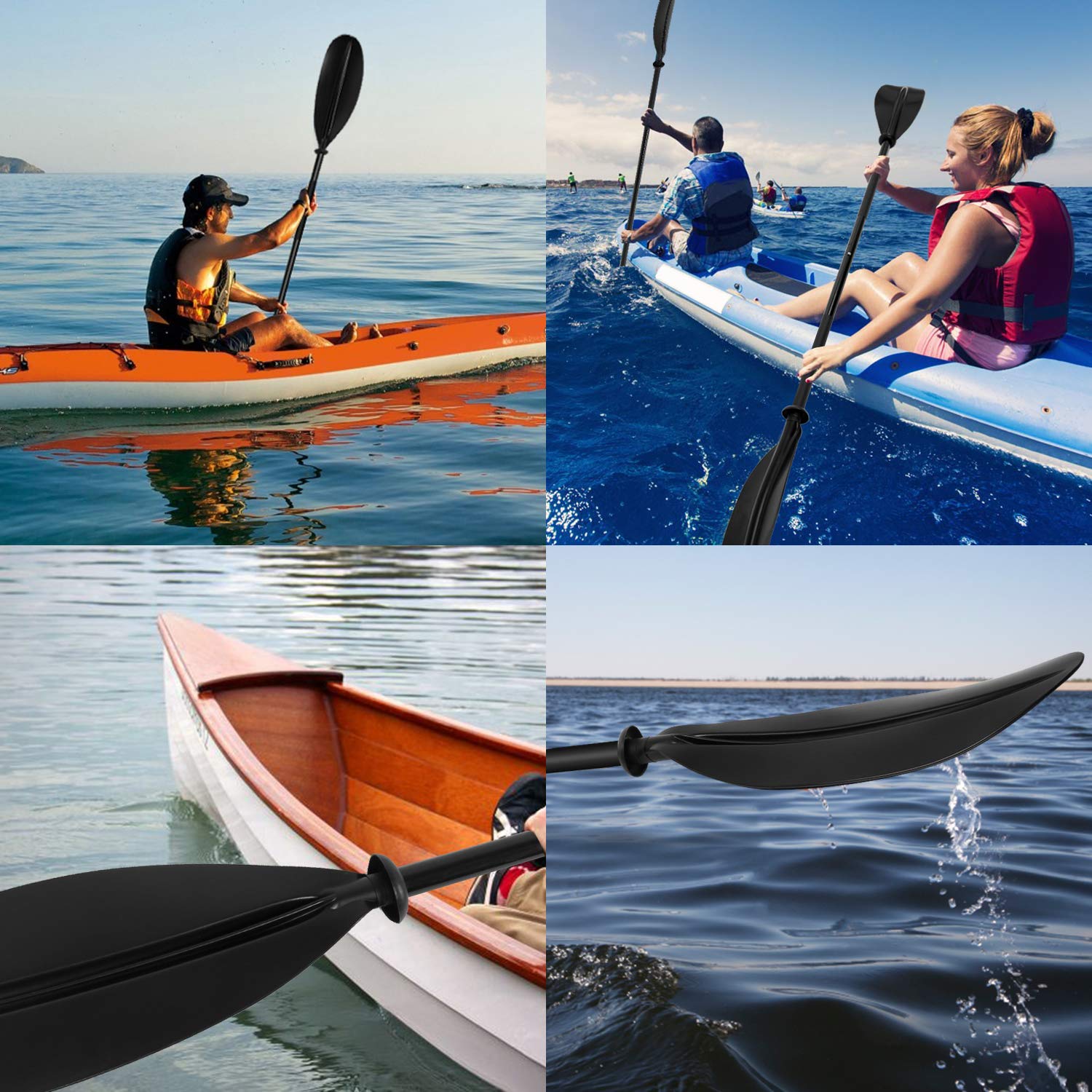 Odoland Kayak Paddle 215CM/84.5 Inches Heavy Duty Aluminum Alloy Lightweight Boating Oar for Inflatable Kayaks with Paddle Leash and Waterproof Pouch, 2 Piece Adjustable Kayaking Paddles