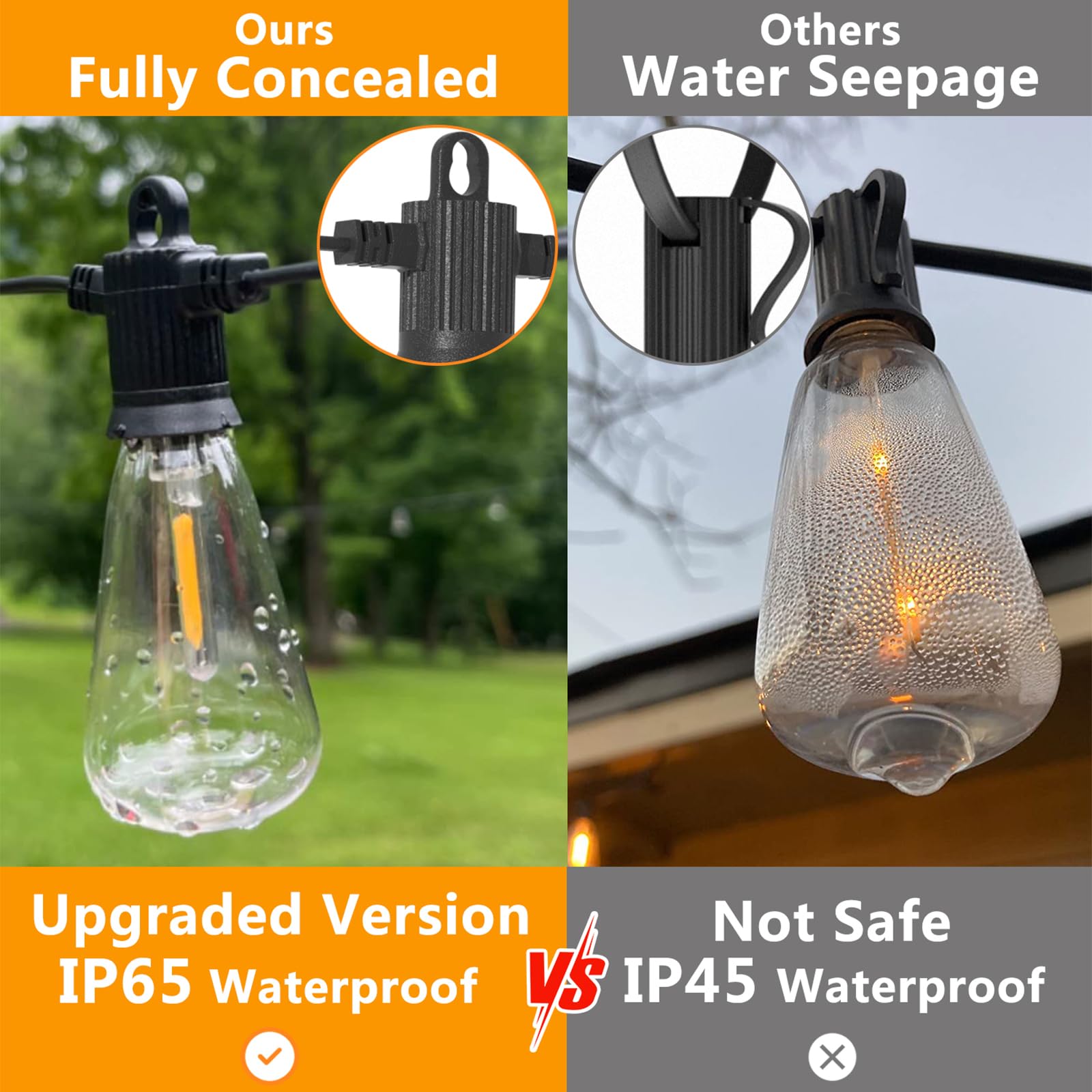 ZOTOYI Outdoor String Lights 25FT, Waterproof IP65 Patio Lights with 13 Shatterproof ST38 LED Bulbs(1 Spare), Outside Hanging Lights Dimmable for Backyard, Bistro, Cafe, Garden 2700K Warm White