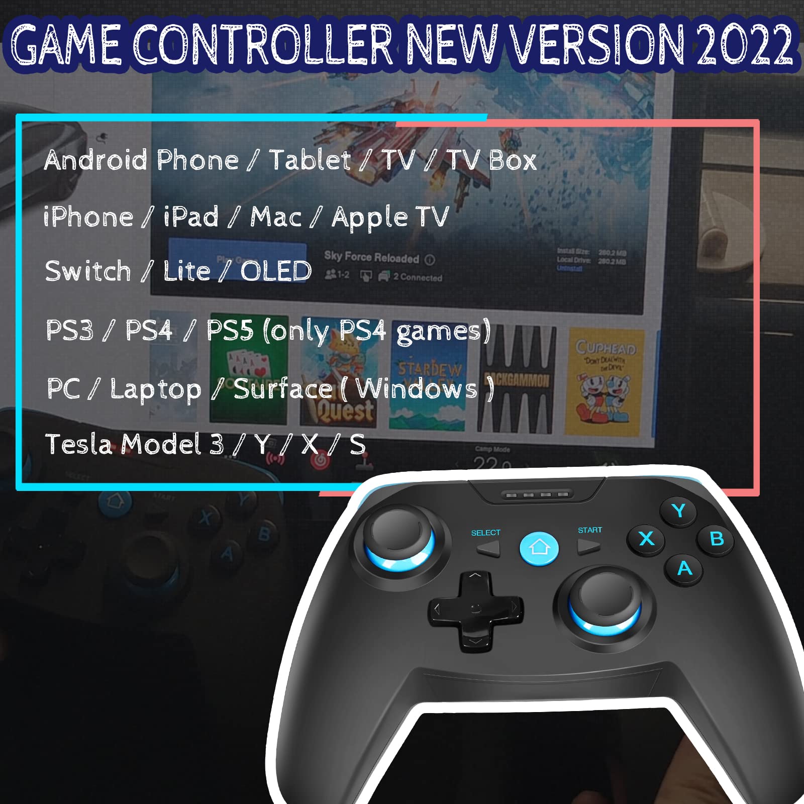 Wuzcon Mobile Game Controller for Android, iPhone, Windows, MacOS, TV Box, Steam Deck, Switch. (Blue)